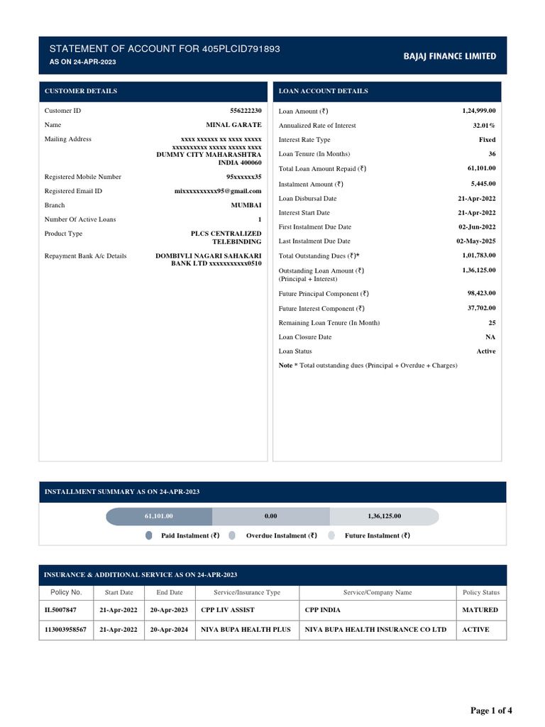 Statement of Account - 23!43!11 | PDF | Payments | Cheque