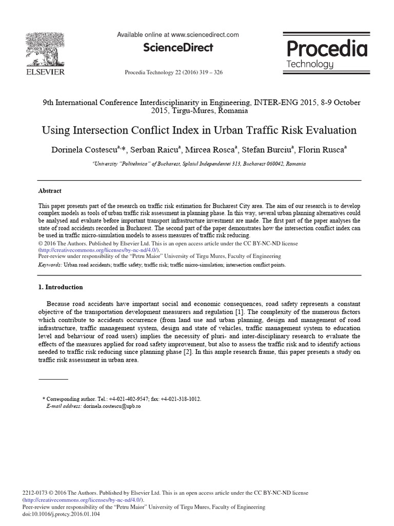 Using Intersection Conflict Index in Urban Traffict | Download Free PDF ...