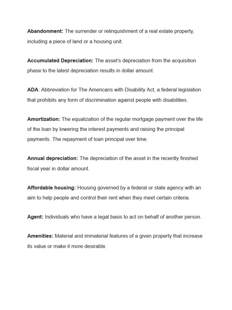 Property Management Glossary | PDF | Lease | Leasehold Estate