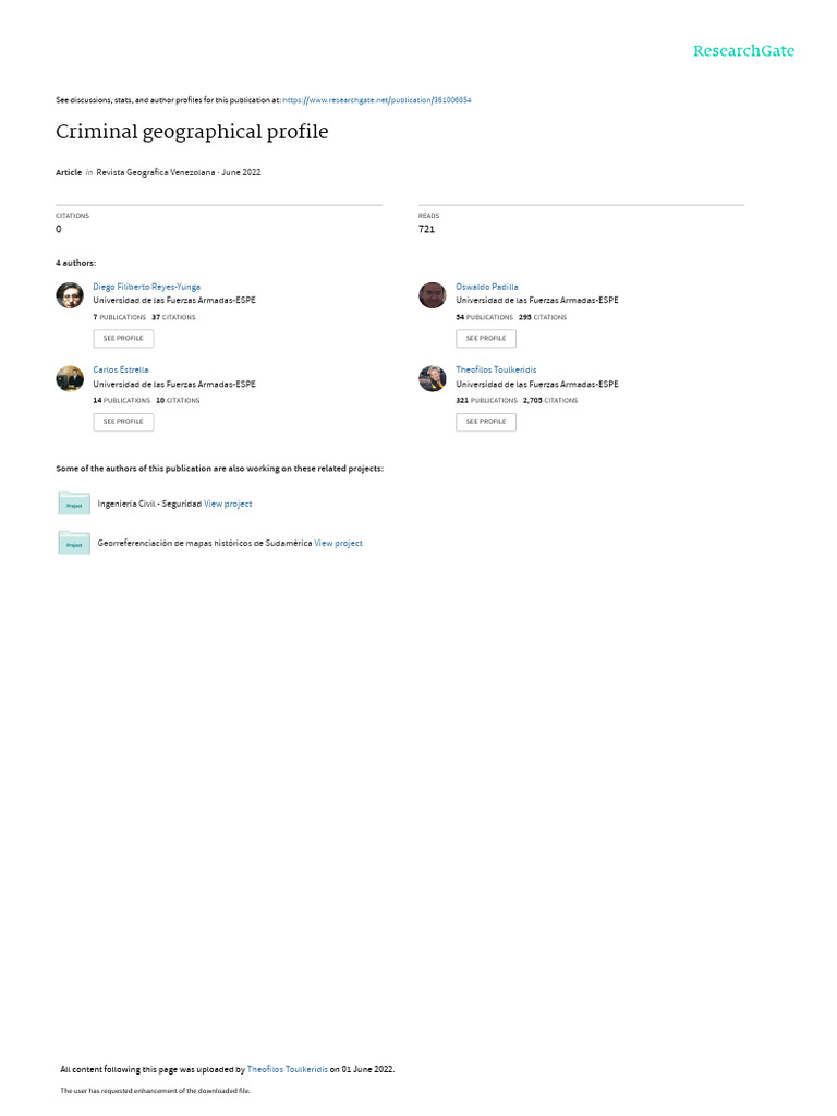 Criminal Geographical Profile: Revista Geografica Venezolana June 2022 ...
