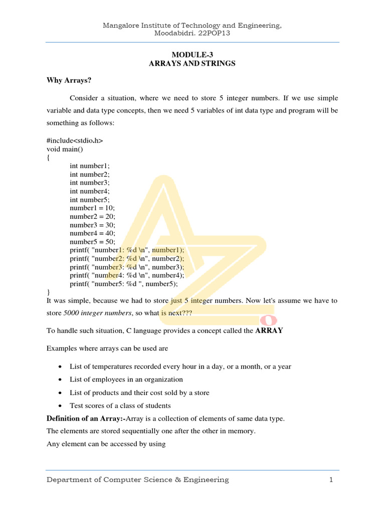 C Programming: Arrays and Strings Guide | PDF | String (Computer Science) | C (Programming Language)