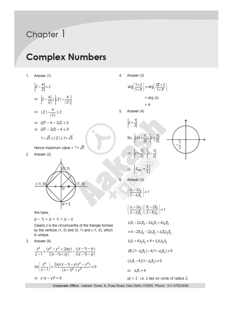Complex Numbers: JEE Mathematics Solutions | PDF | Mathematics ...
