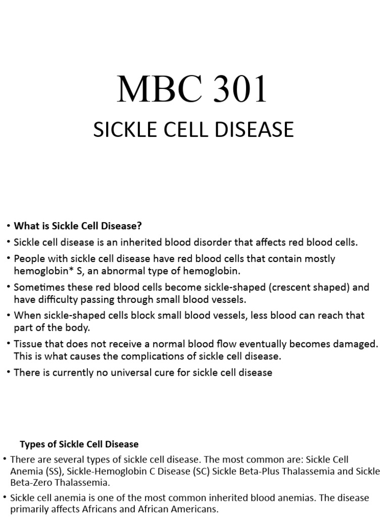 MBC 301 Sickle Cell Disease | PDF | Hemoglobin | Blood