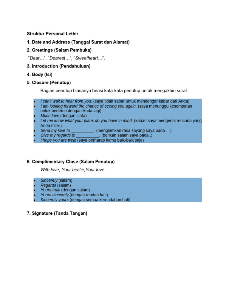 Struktur Personal Letter Pdf