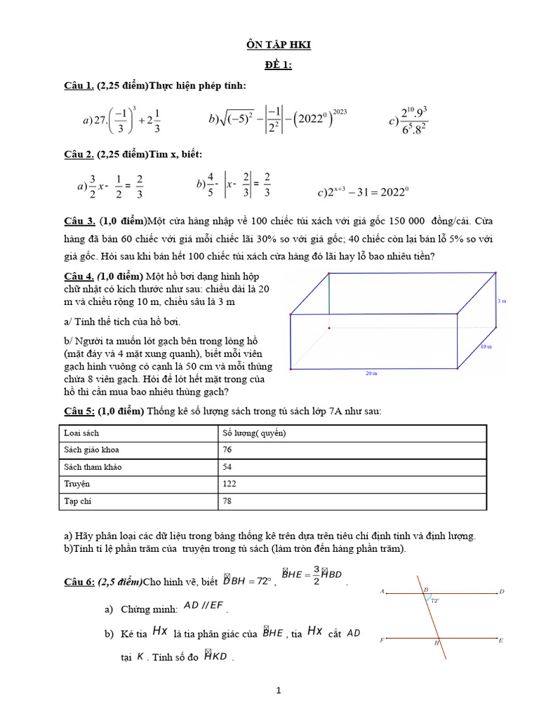 De Tham Khao Kiem Tra Hki Toan 7-Hki 23 - 24 | PDF