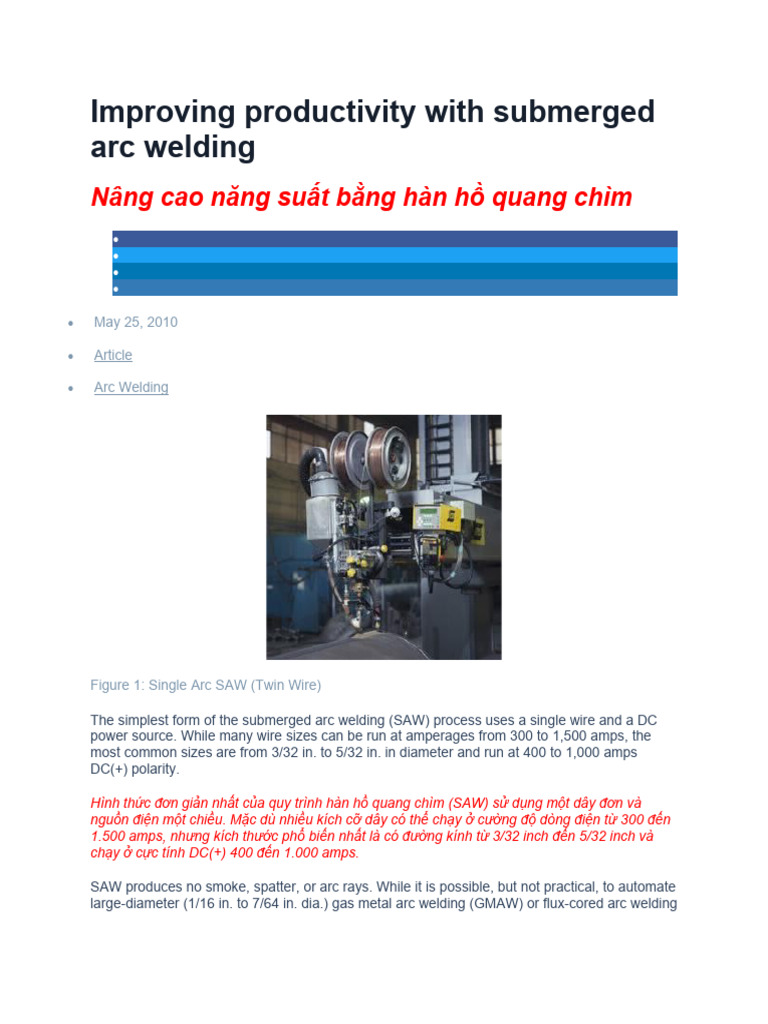 Improving Productivity With Submerged Arc Welding | PDF