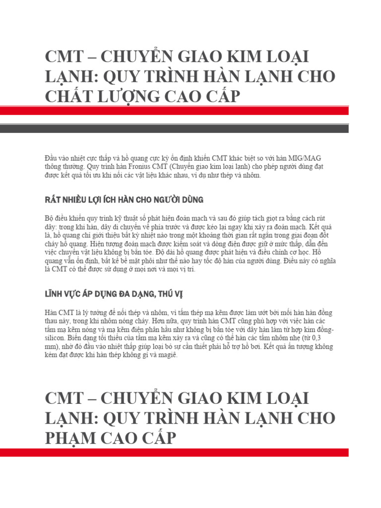 CMT - Cold Metal Transfer The Cold Welding Process For Premium Quality ...