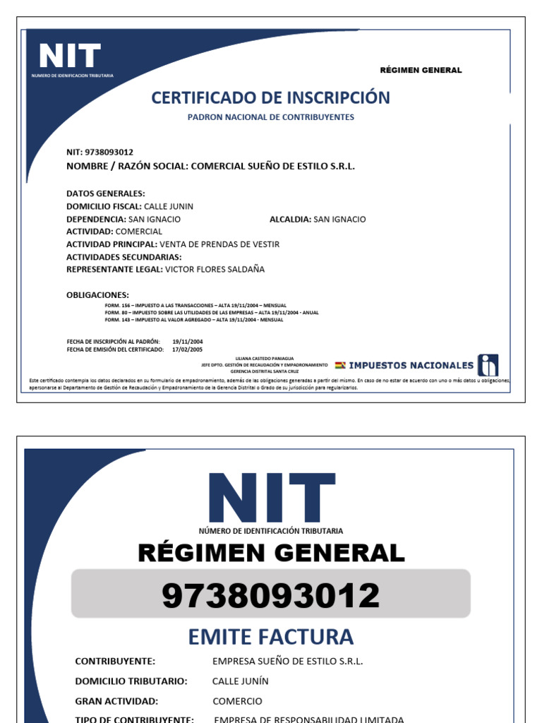 Nit | PDF | Finanzas del gobierno | Impuestos