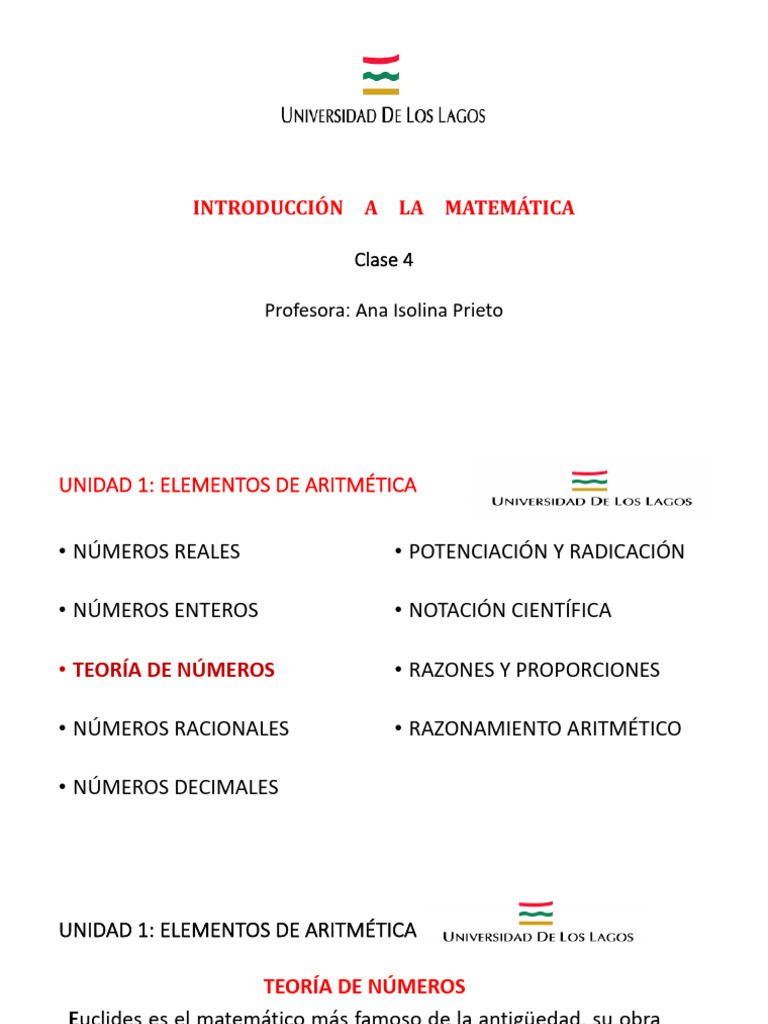 U1.Clase 4. Introducción A La Matemática | PDF | Números | Aritmética