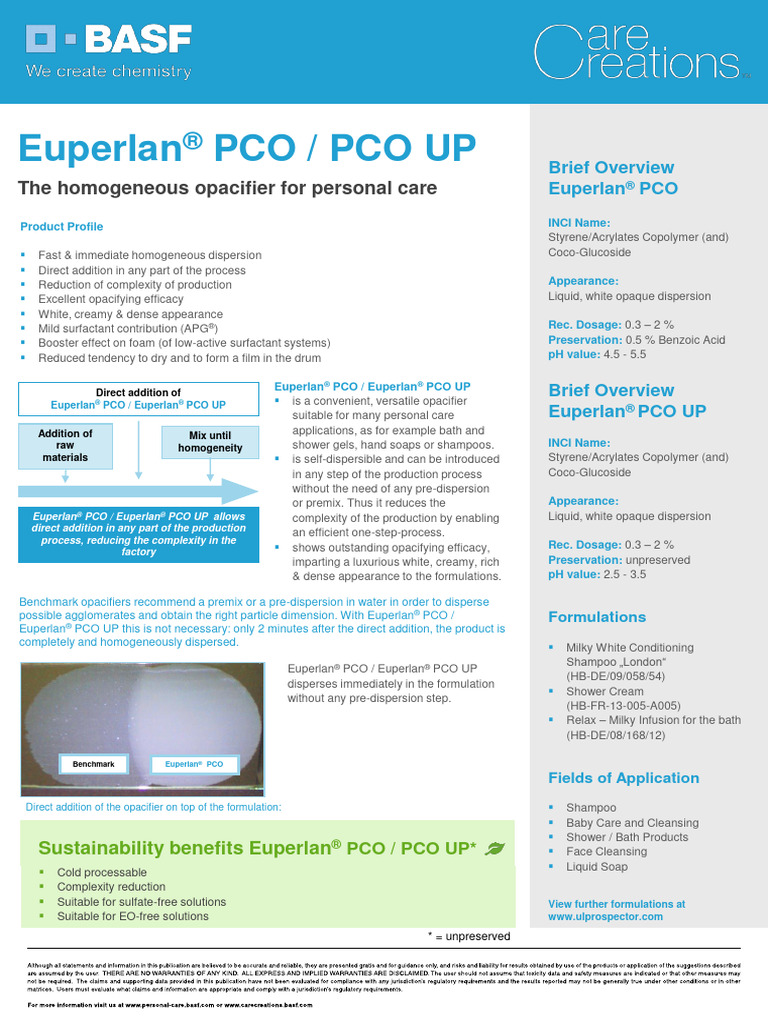 Euperlan PCO - PCO UP (OPP) | PDF | Shampoo | Chemistry