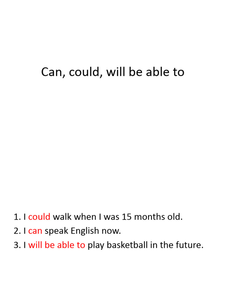 Can, Could, Will Be Able To | PDF