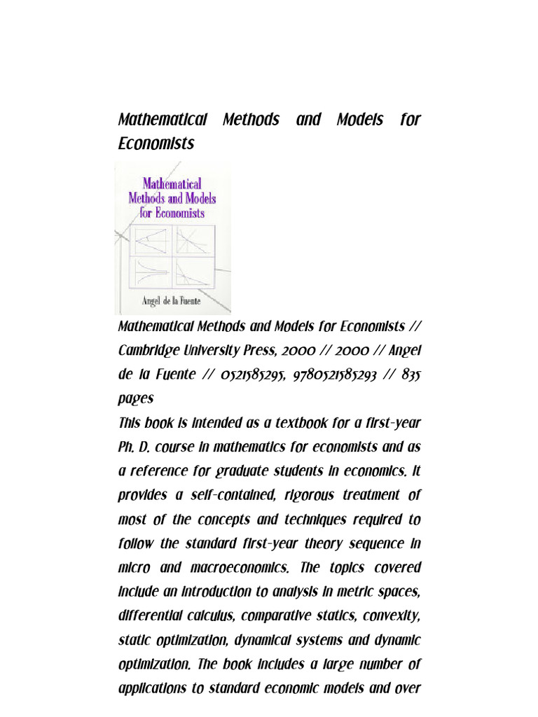 Mathematical Methods and Models For Economists | PDF | Mathematics ...