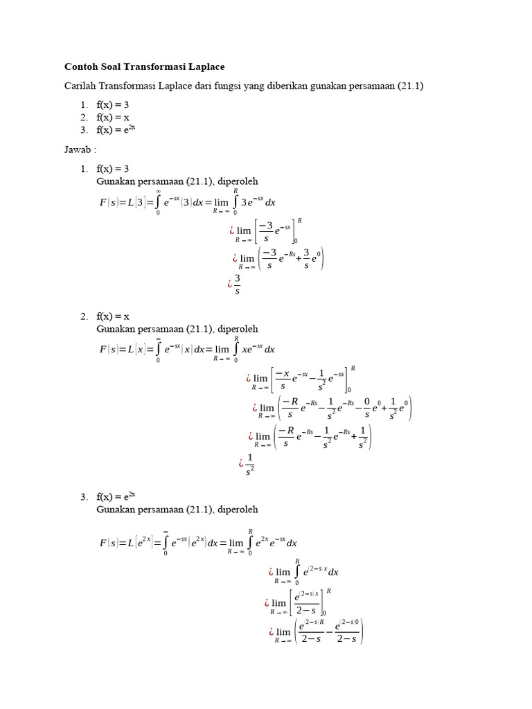 Contoh Soal Transformasi Laplace | PDF
