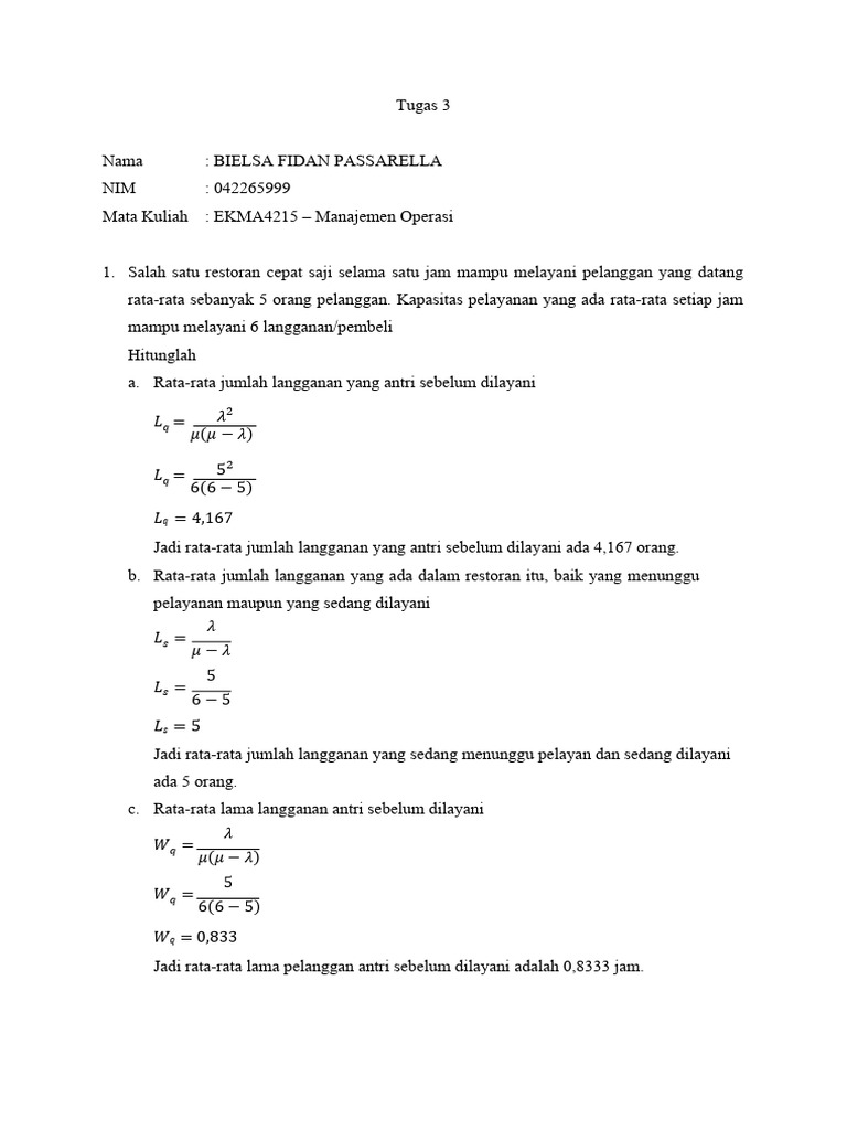 Tugas 3 Manajemen Operasi | PDF