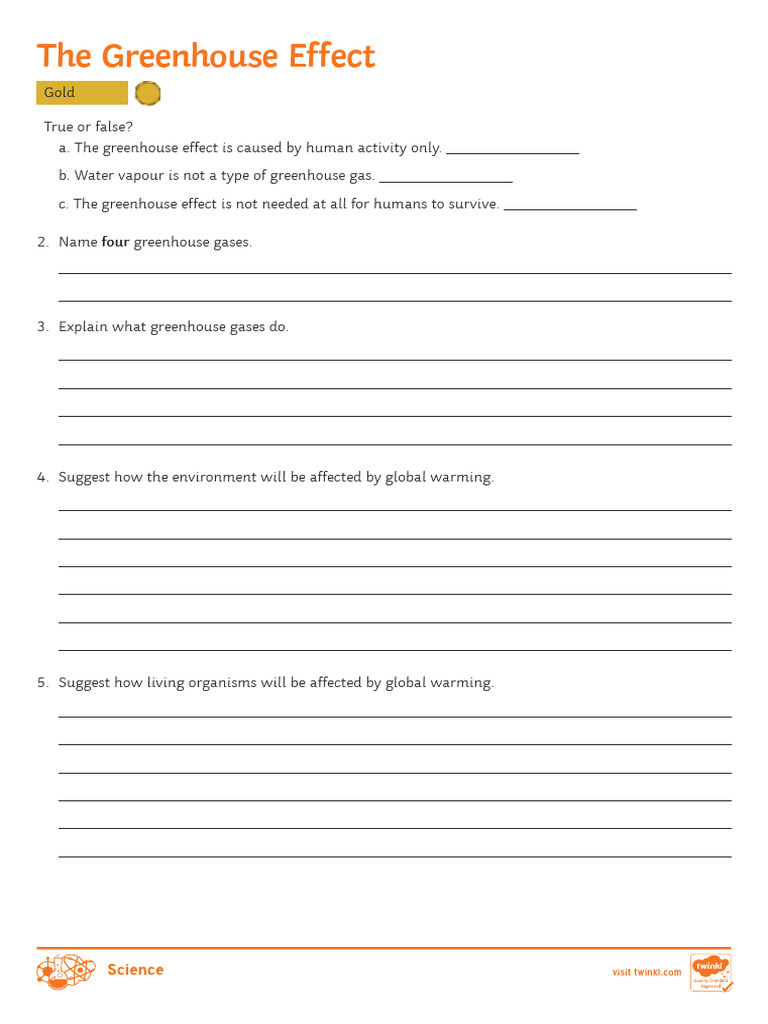 The Greenhouse Effect Comprehension Worksheet HA | PDF