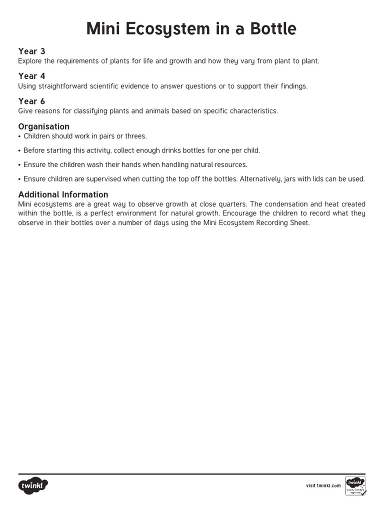 Mini Ecosystem Bottle Guide | PDF