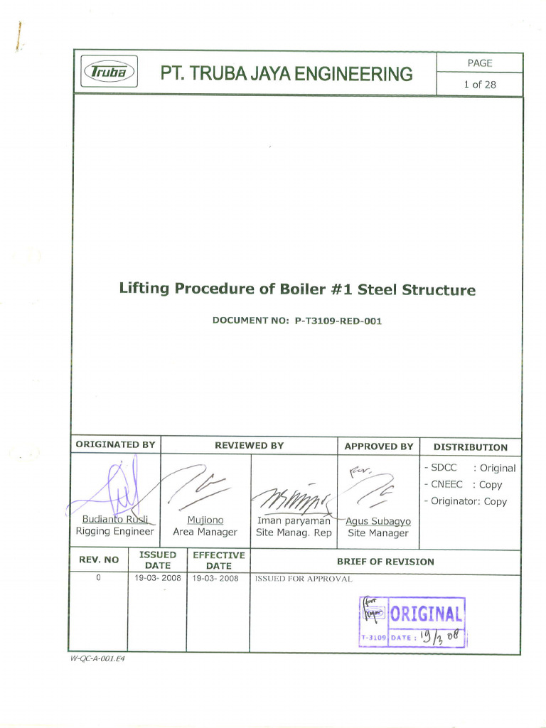 P-T3109-Red-001-Lifting Procedure of Boiler 1 Steel Structure | PDF