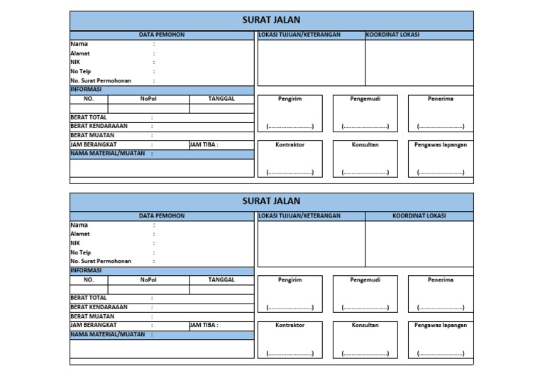 Contoh Surat Jalan Material | PDF