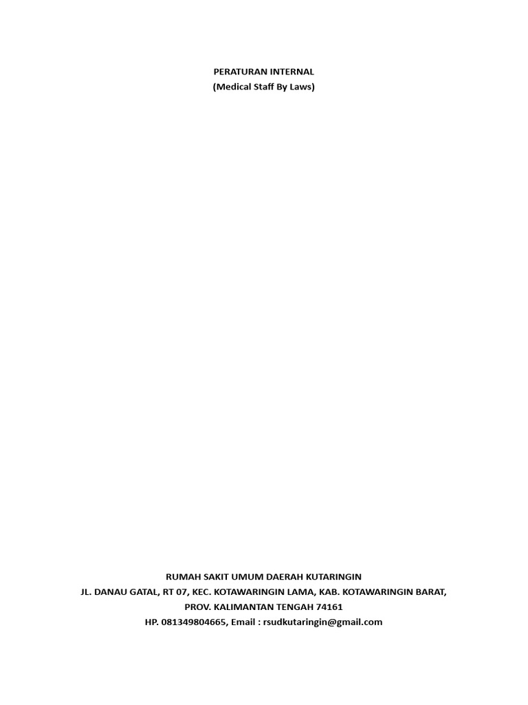 Peraturan Internal Rsud Kutaringin Hernika | PDF