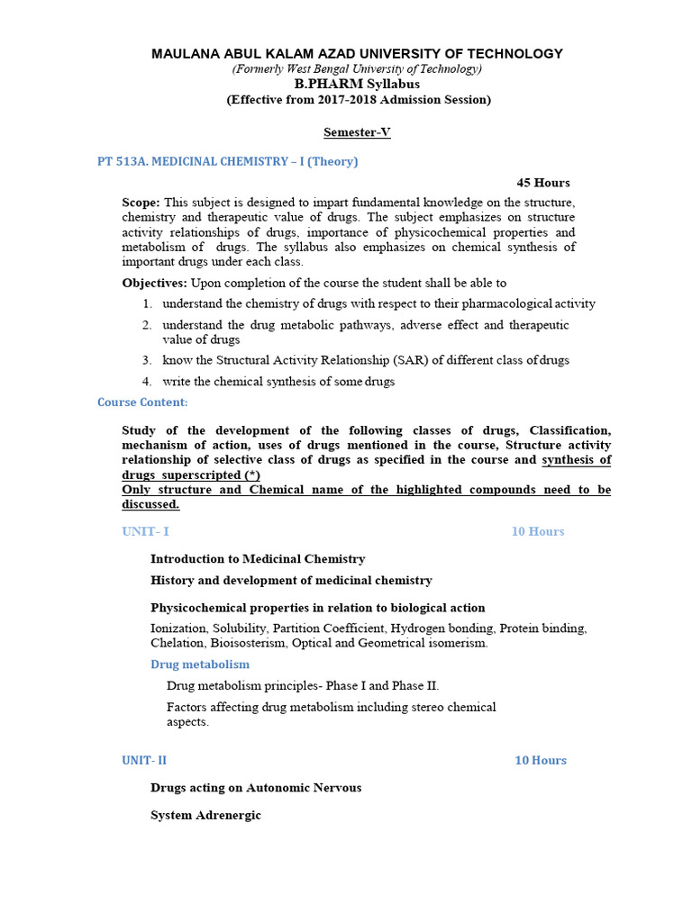 Sem 5 | PDF | Medicinal Chemistry | Pharmacology