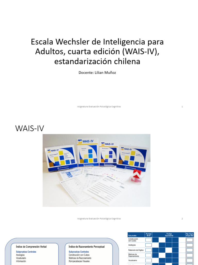 Clase Wais IV | PDF | Escala de inteligencia para adultos de Wechsler | Sicología