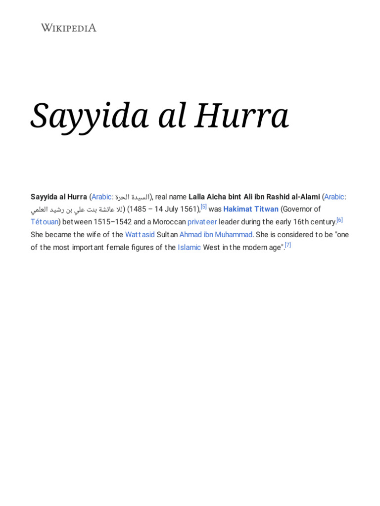 Sayyida Al Hurra - Wikipedia | PDF | Abrahamic Religions | Middle East