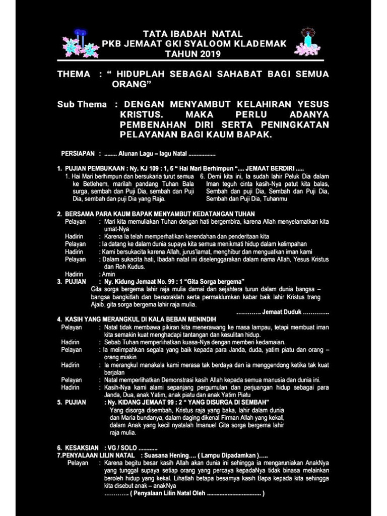 Liturgi Ibadah NATAL PKB 2 | PDF