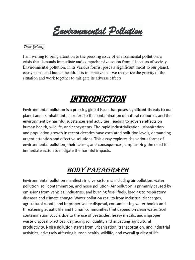 Environmental Pollution Project | PDF | Pollution | Environmental ...