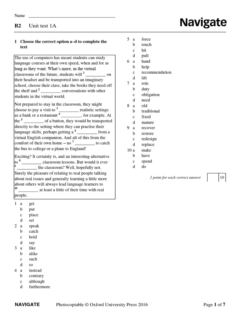 B2 Unit Test 1A: Language and Communication | PDF | Sign Language ...