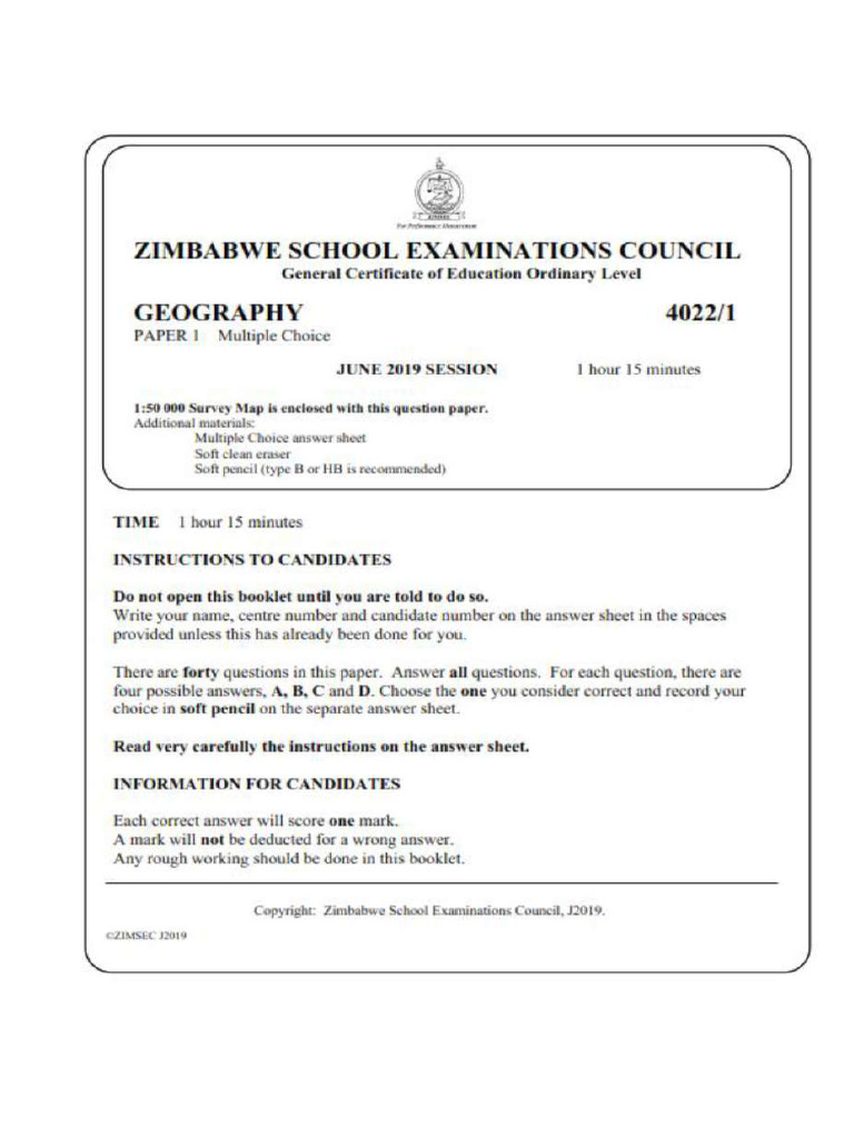 O-Levels Geography 2019 | PDF