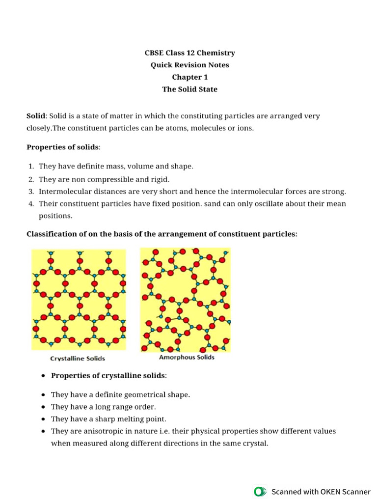 Solid State Short Notes | PDF