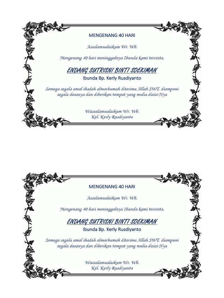 Mengenang 40 Hari | PDF