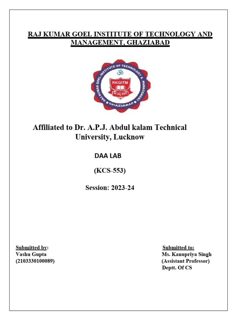 DAA Lab Programms | Download Free PDF | Algorithms | Mathematical Logic