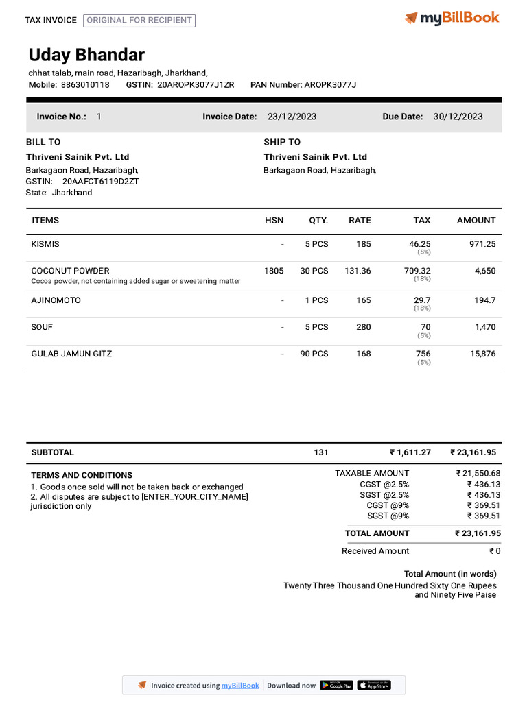 1-sales_invoice-Thriveni Sainik Pvt Ltd | PDF | Government | Public Finance