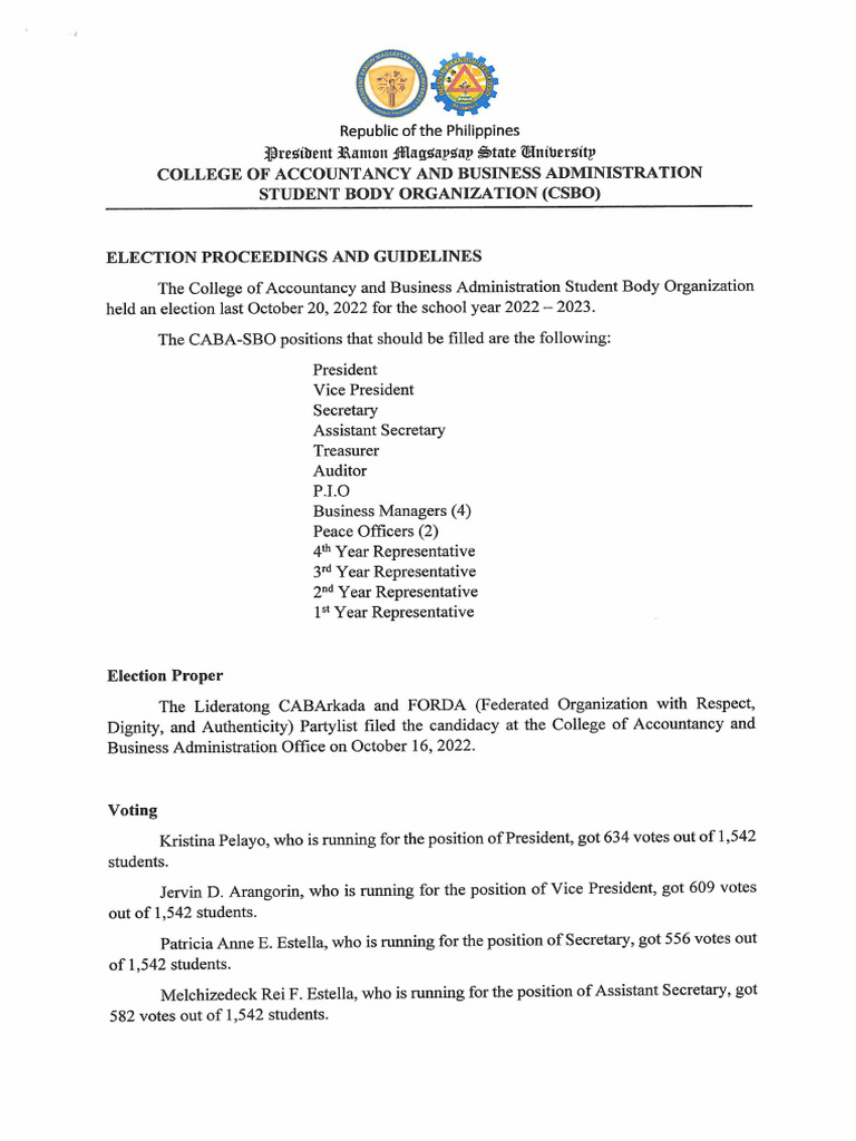 Sample Election Proceedings | PDF