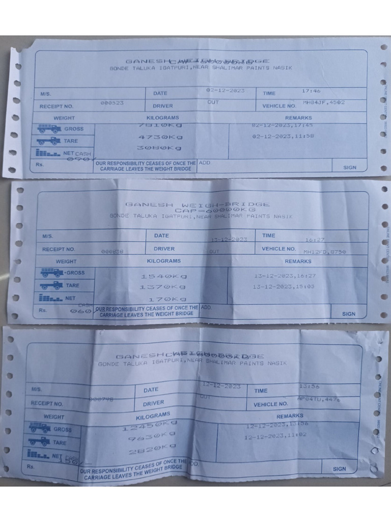 Weight Receipt | PDF