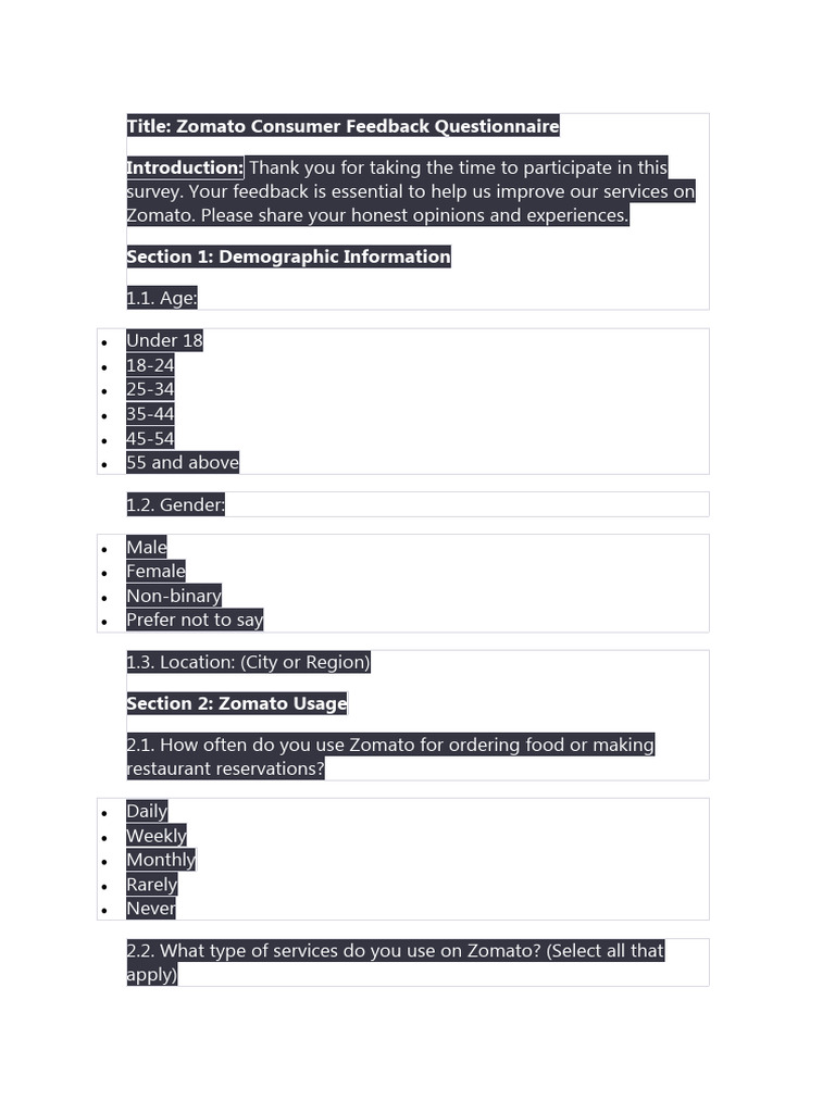 Zomato Pro Membership Feedback Survey | PDF | Career & Growth