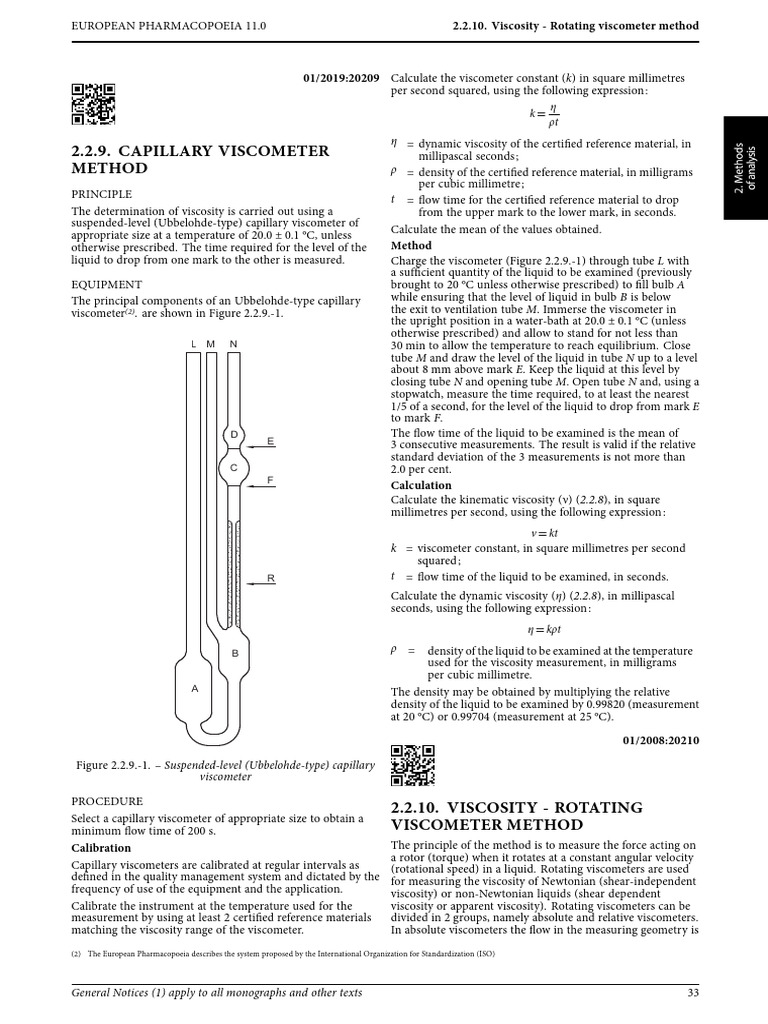 2.2.9. Capillary Viscometer Method | PDF | Viscosity | Liquids