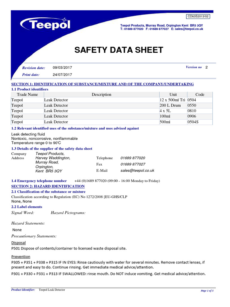 Teepol Leak Detector 0504 0550 0810 0906 | PDF | Self-Improvement ...