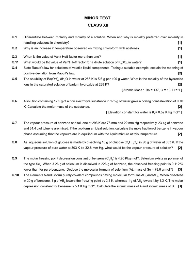 Che Paper | PDF | Mole (Unit) | Solubility