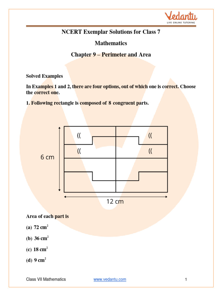 NCERT Exemplar Class 7 Maths Solutions Chapter 9 Perimeter & Area | PDF | Area | Triangle
