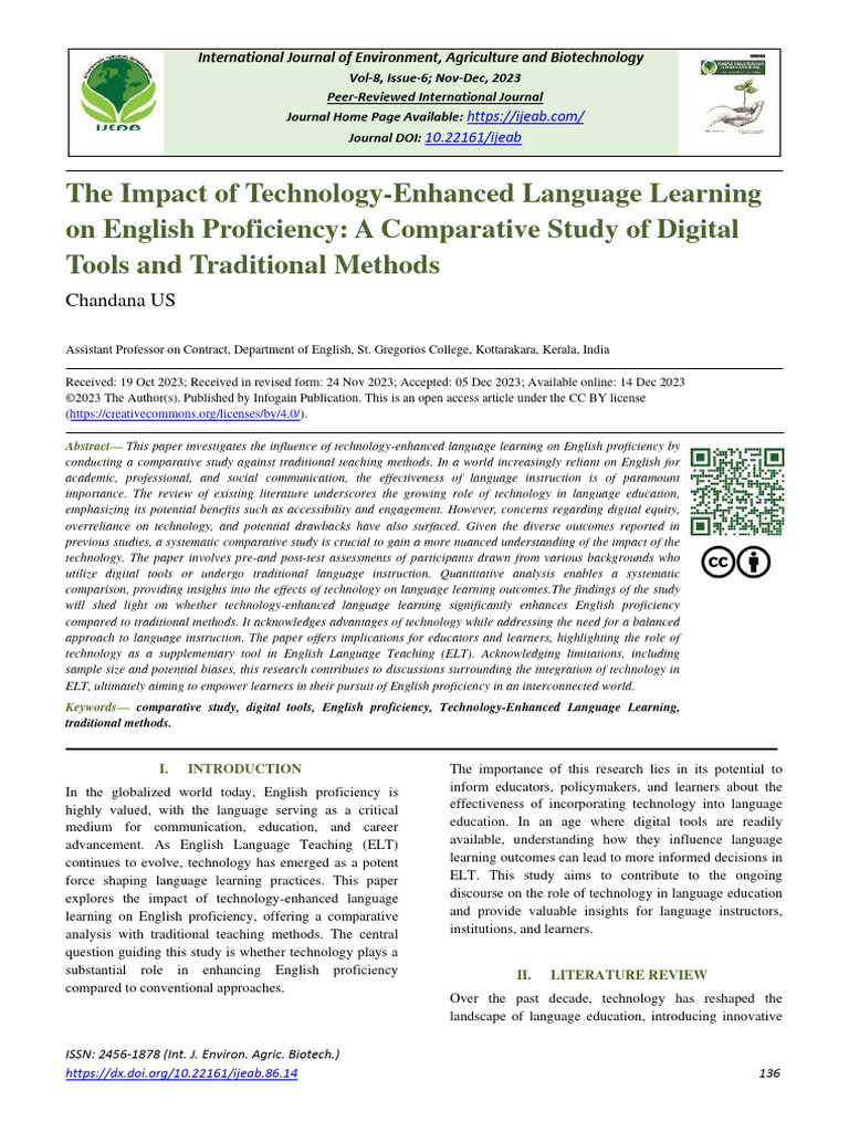The Impact of Technology-Enhanced Language Learning On English Proficiency: A Comparative Study ...