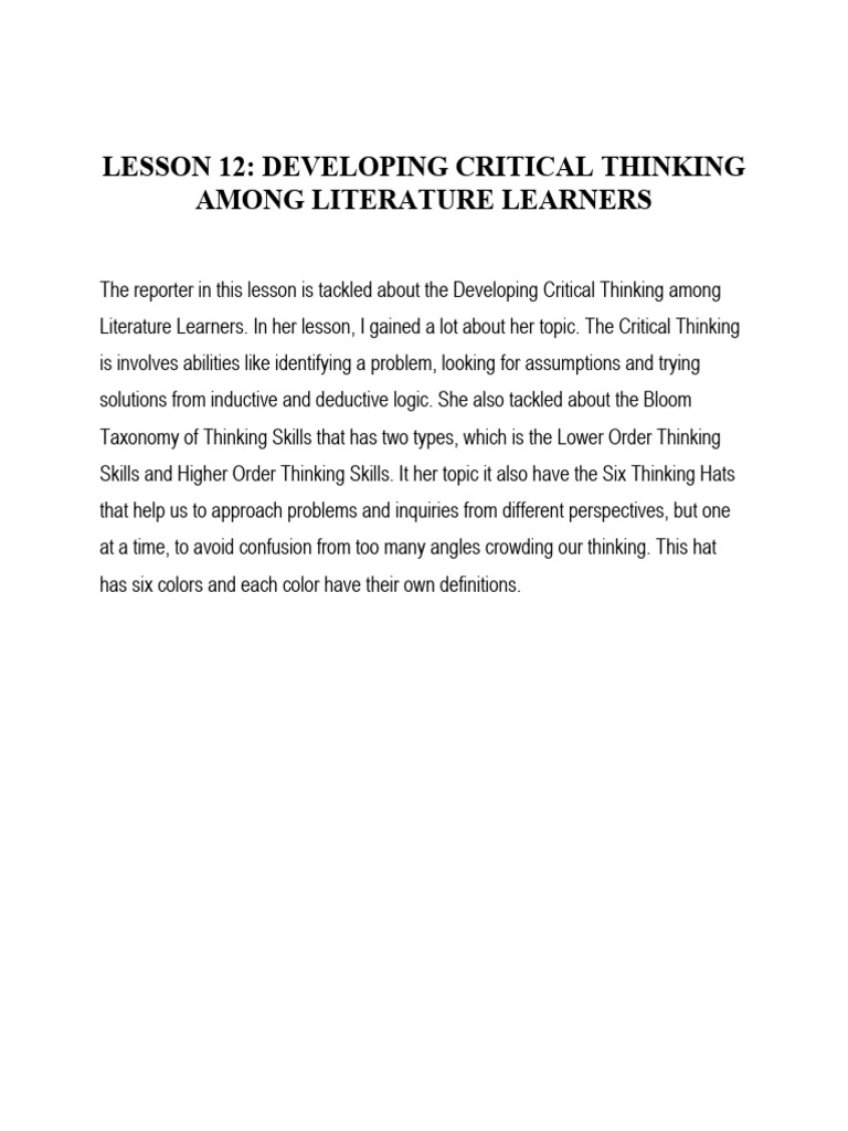 Reflection in Literature SAMPLE 2 | PDF | Reading Comprehension | Learning