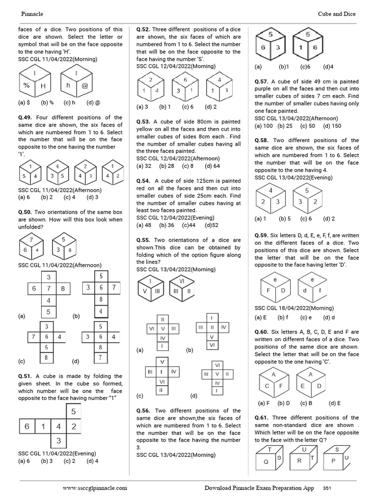 Cube and Dice Problem Solutions | PDF | Dice
