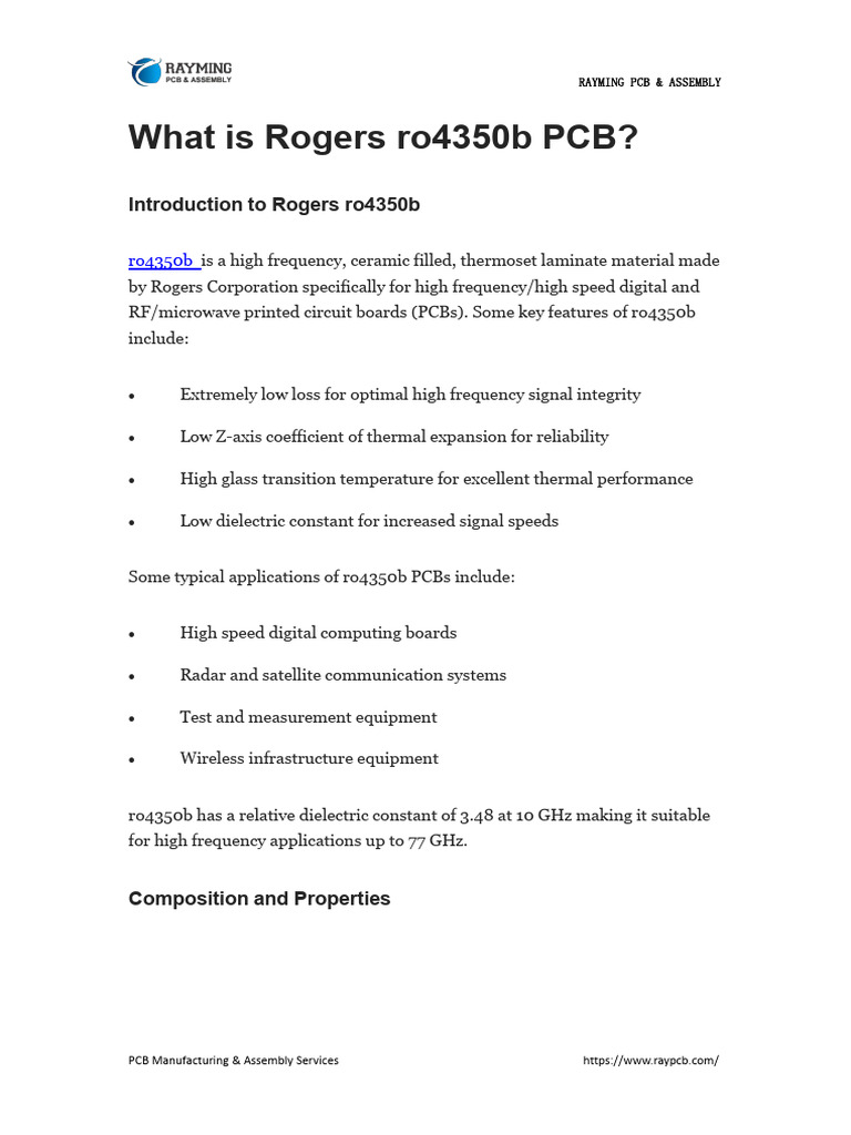 What Is Rogers Ro4350b PCB | PDF | Printed Circuit Board | Electromagnetism