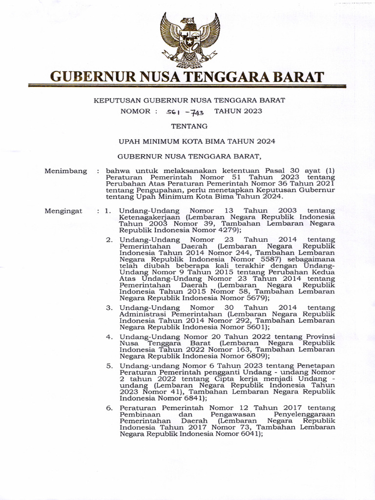 SK UMK 2024 NTB (Kota Bima) | PDF