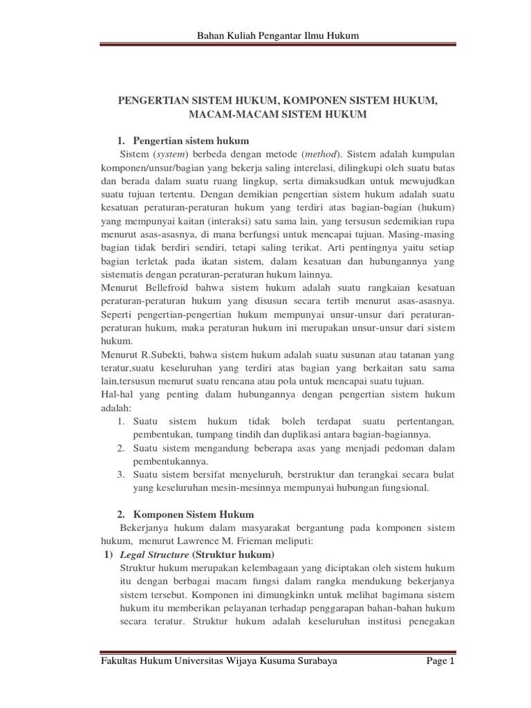 Pengertian Sistem Hukum, Komponen Sistem Hukum, Dan Macam-Macam Sistem ... Pengertian Sistem Hukum, Komponen Sistem Hukum, Dan Macam-Macam Sistem ...