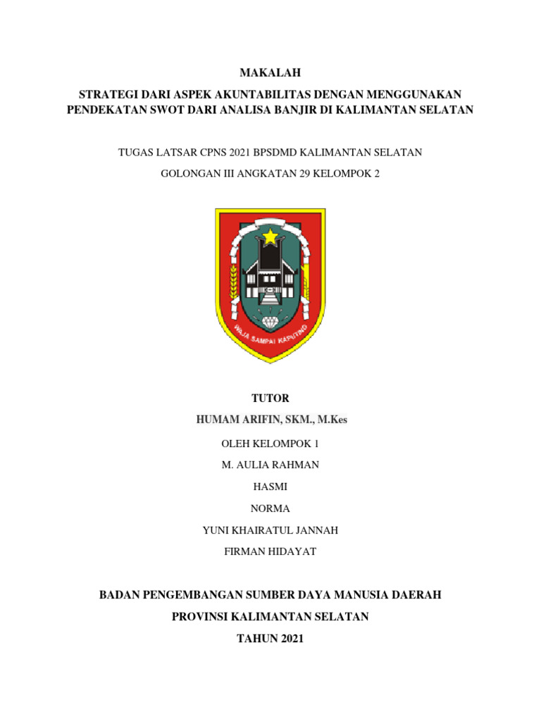 Makalah Swot Akuntabilitas Kalsel | PDF