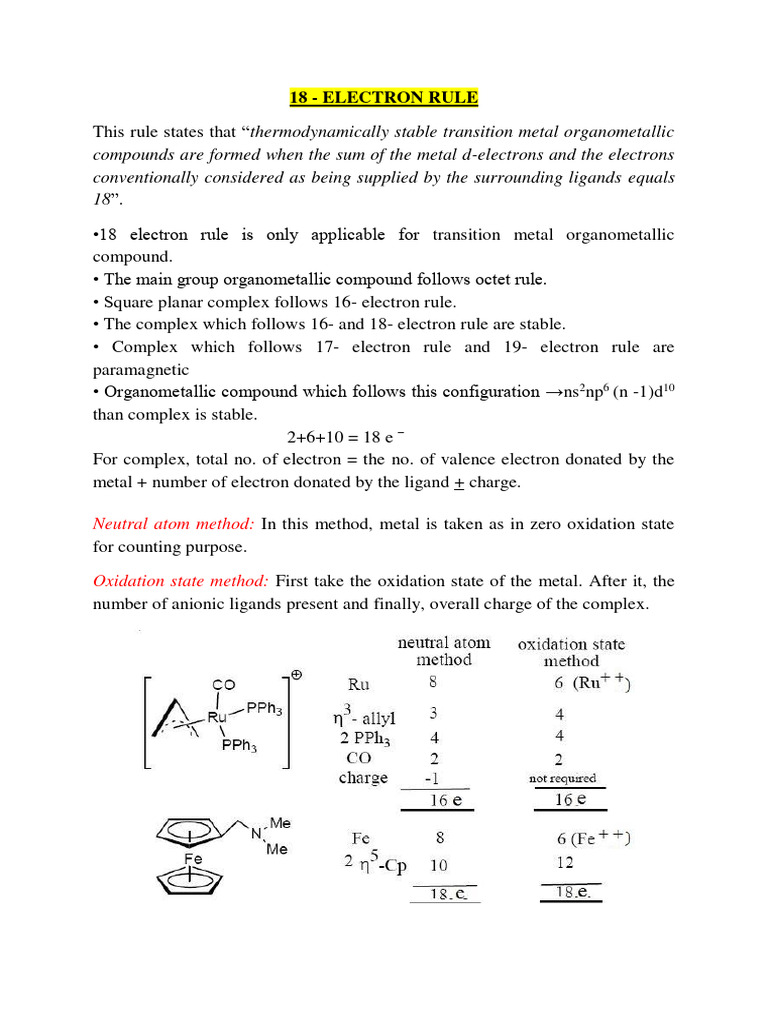 18 Electron Rule | PDF | Coordination Complex | Molecules