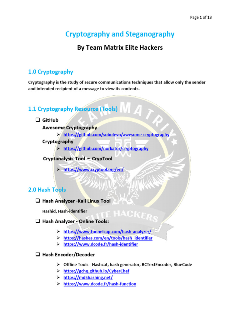 Cryptography and Steganography Guide | PDF | Cryptography | Cipher